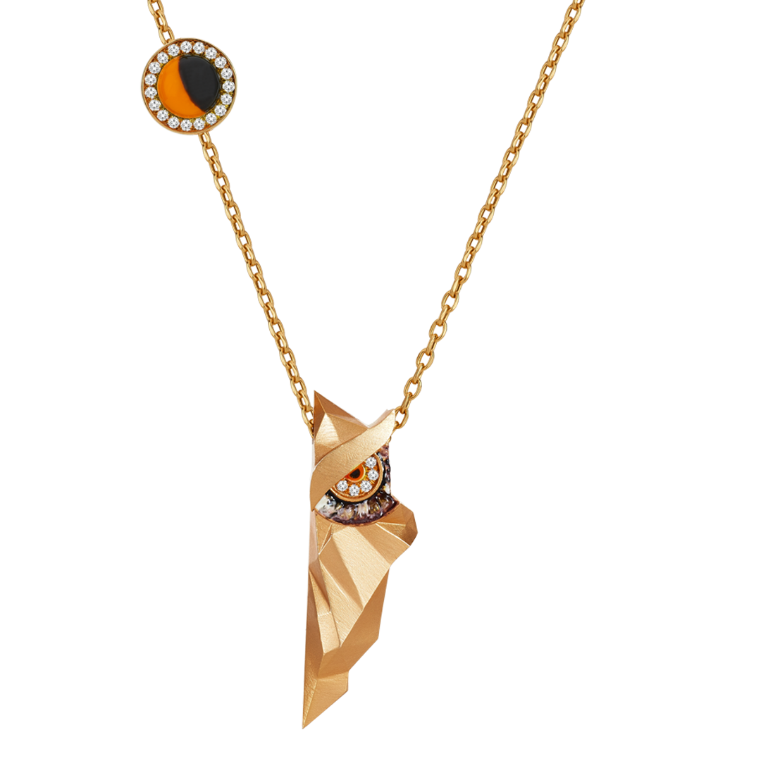 Owl Secret Majestic Pembe Altın Kolye – Her Story Official Türkiye