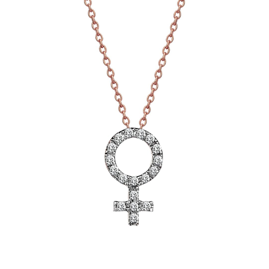 Venus Mini Logo Diamond Pembe Altın Kolye – Her Story Official Türkiye